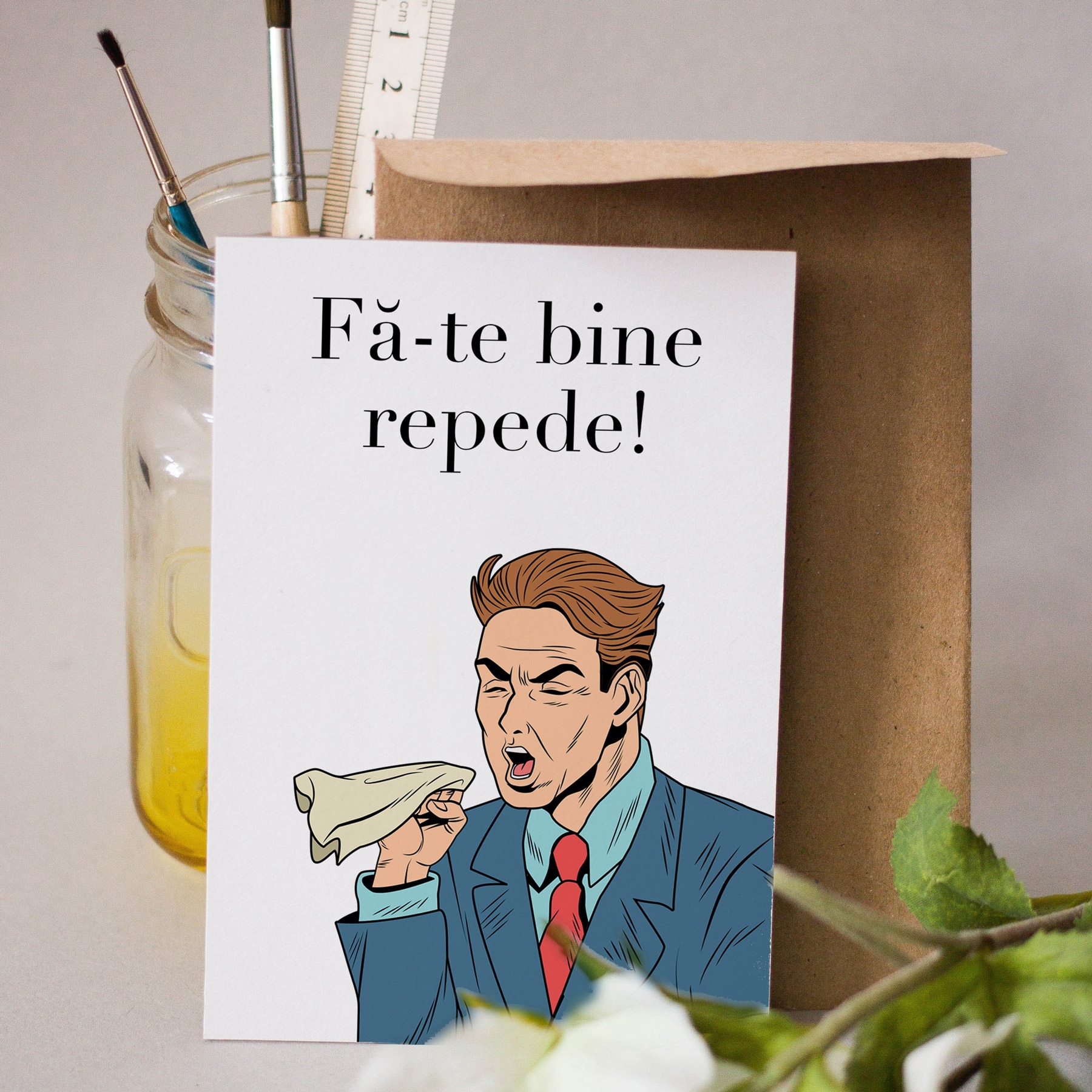 Поздравителна картичка с плик висококачествена текстурирана хартия