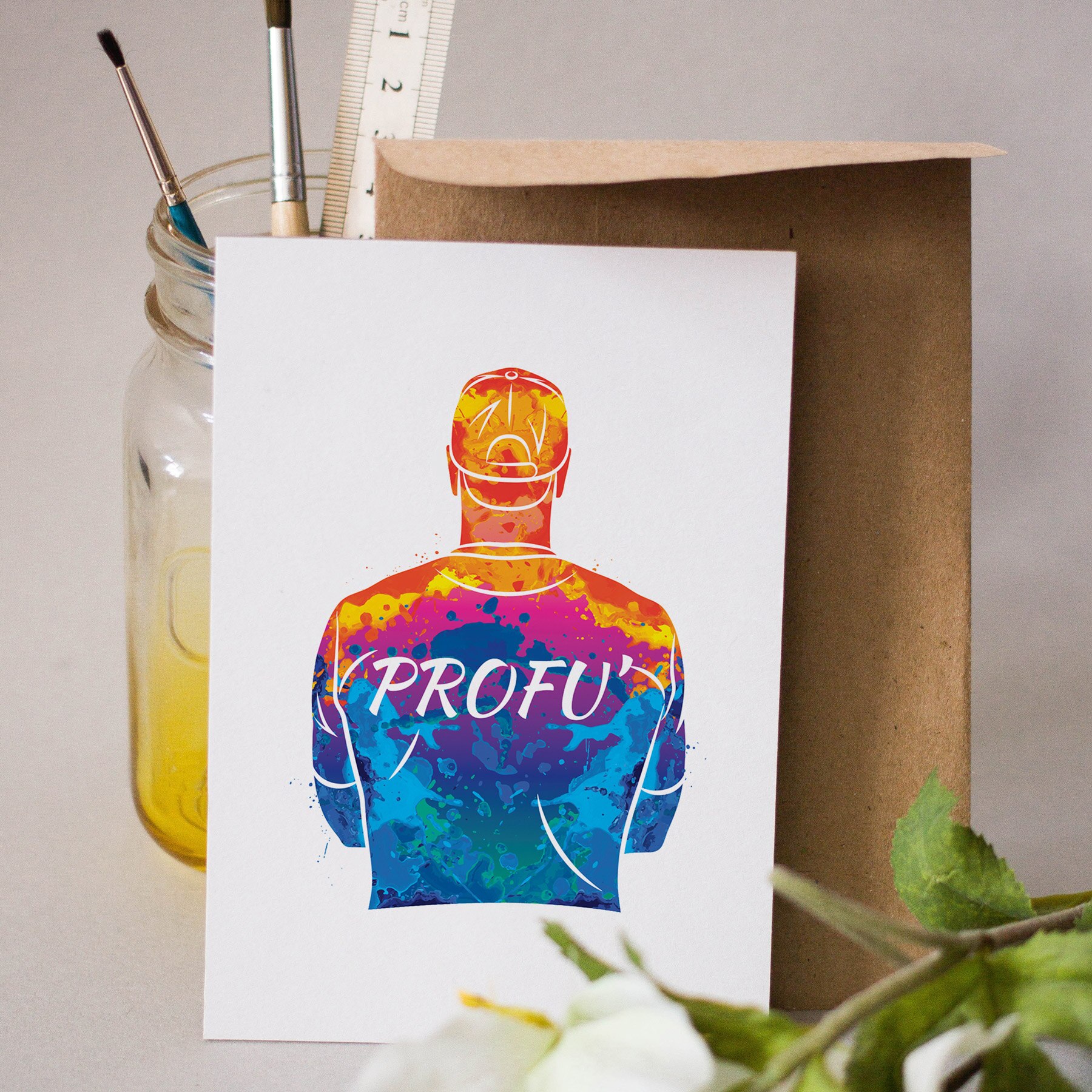 Felicitare cu plic, hartie texturata premium - "Profu'" - eMAG.ro
