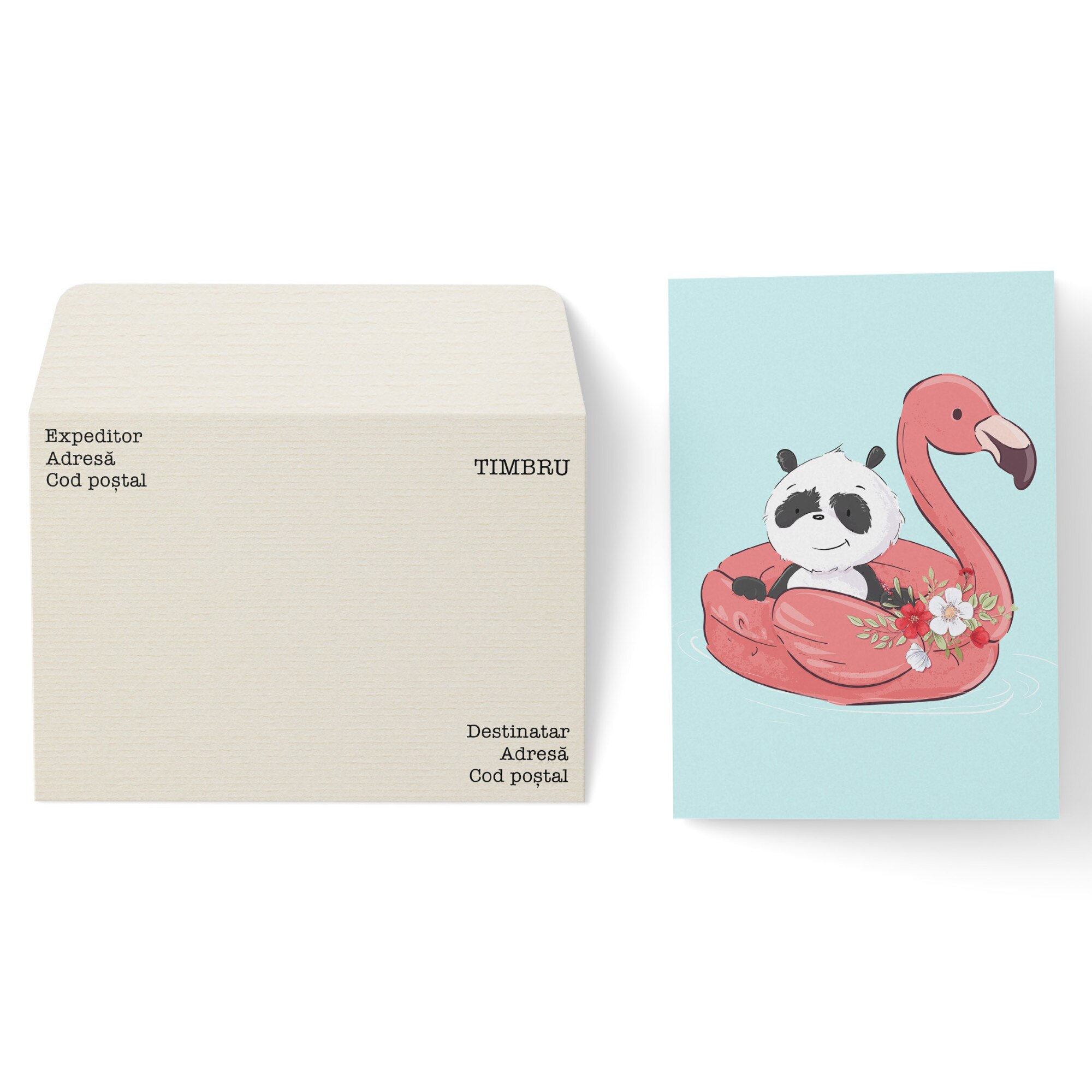 Üdvözlőlap borítékkal, prémium texturált papír - panda tekercsben - eMAG.hu