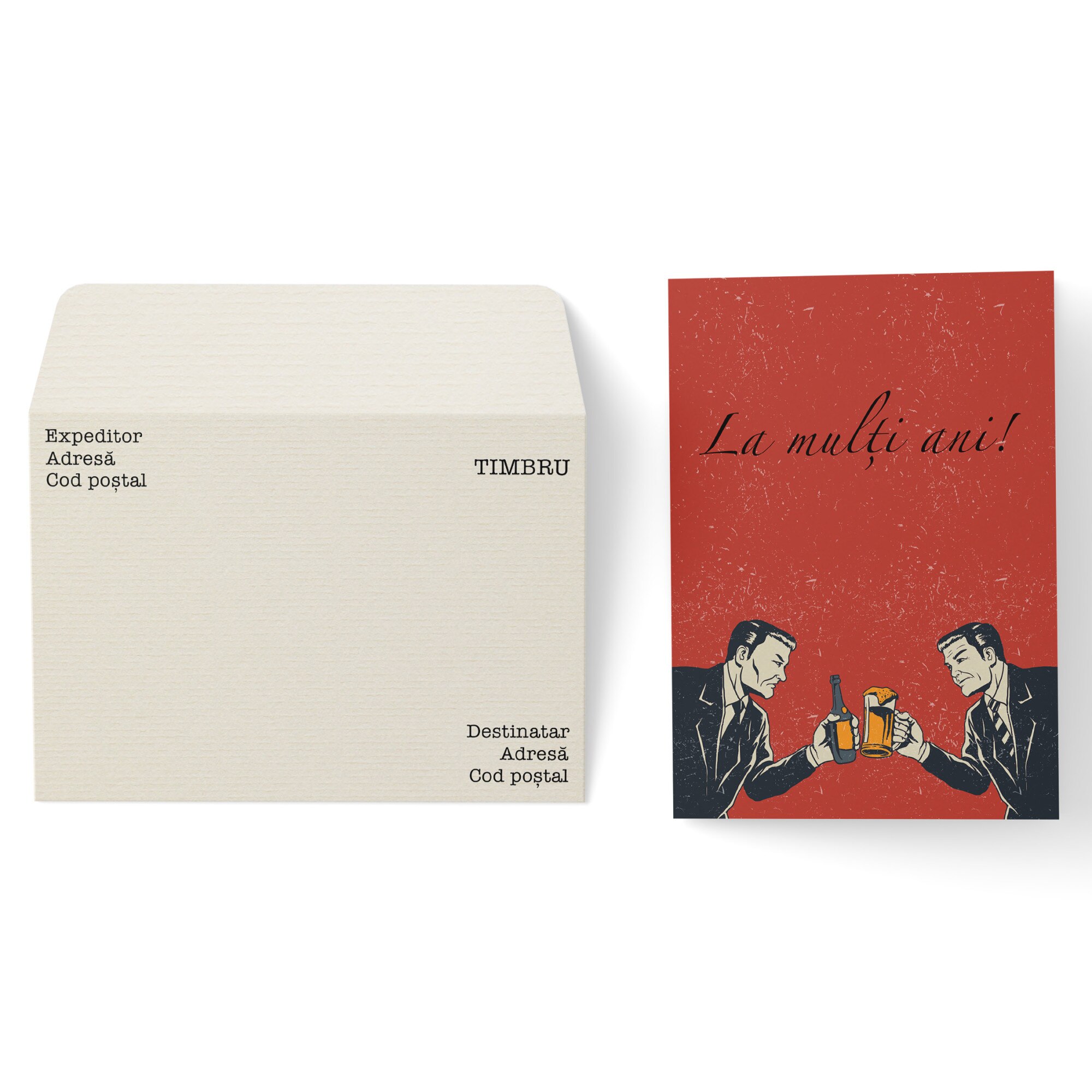 Felicitare cu plic, hartie texturata premium - retro la multi ani - eMAG.ro