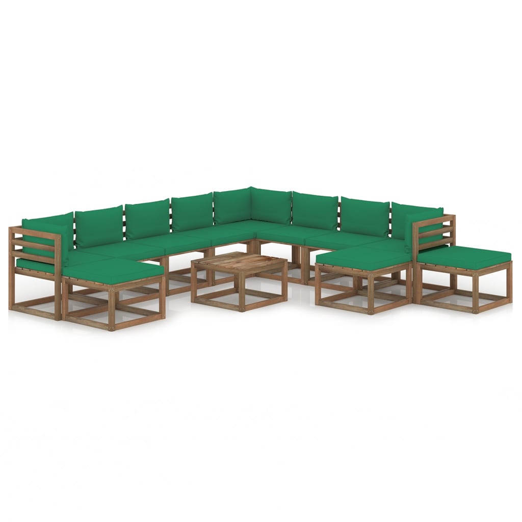 Set mobilier de gradina cu perne verzi, 12 piese - eMAG.ro