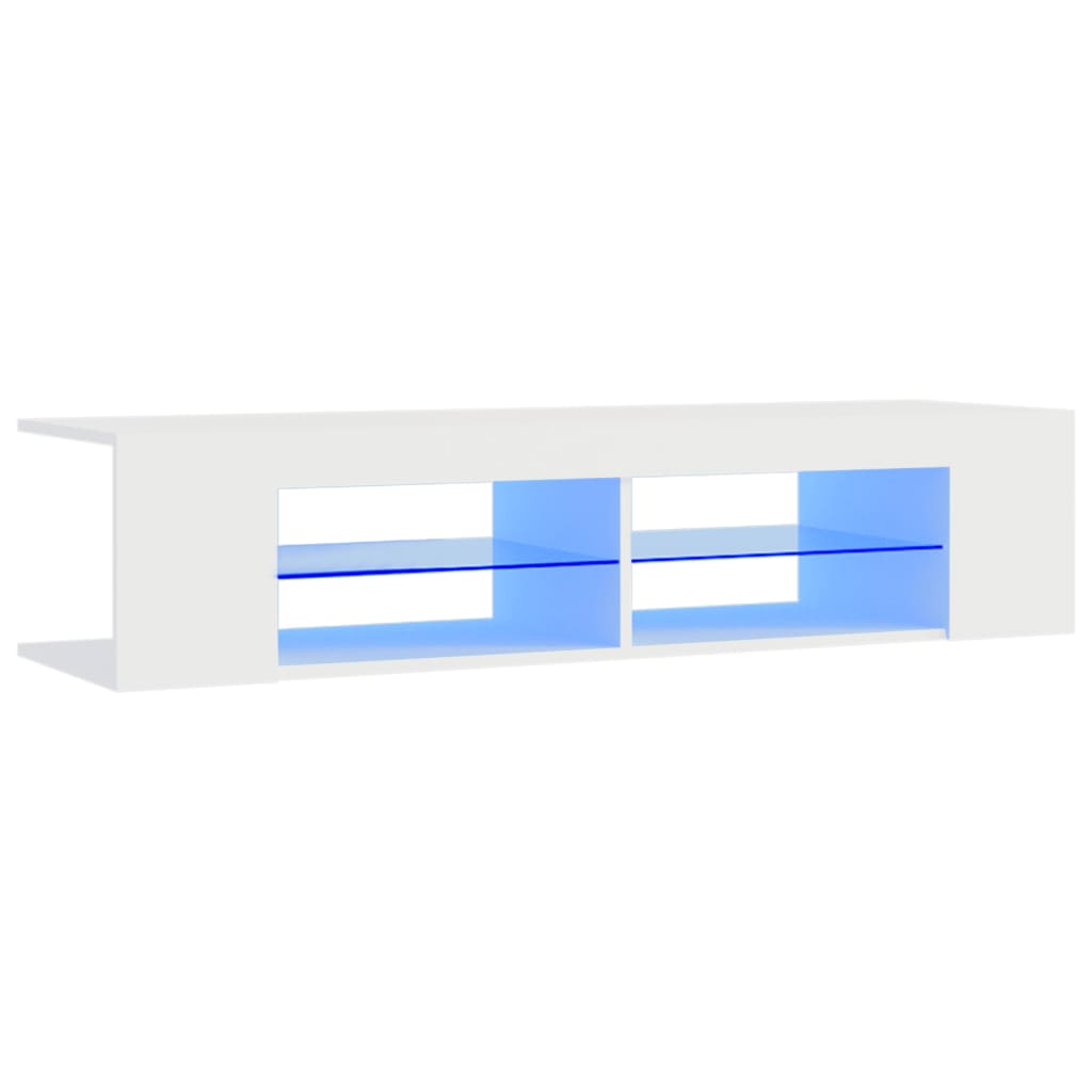 Comoda TV cu lumini LED, Pentru Hi-Fi, Modern, alb, 135x39x30cm, Living ...