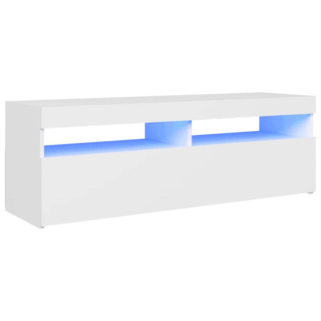 Comoda TV cu lumini LED RGB vidaXL, PAL, 120 x 35 x 40 cm, Alb - eMAG.ro