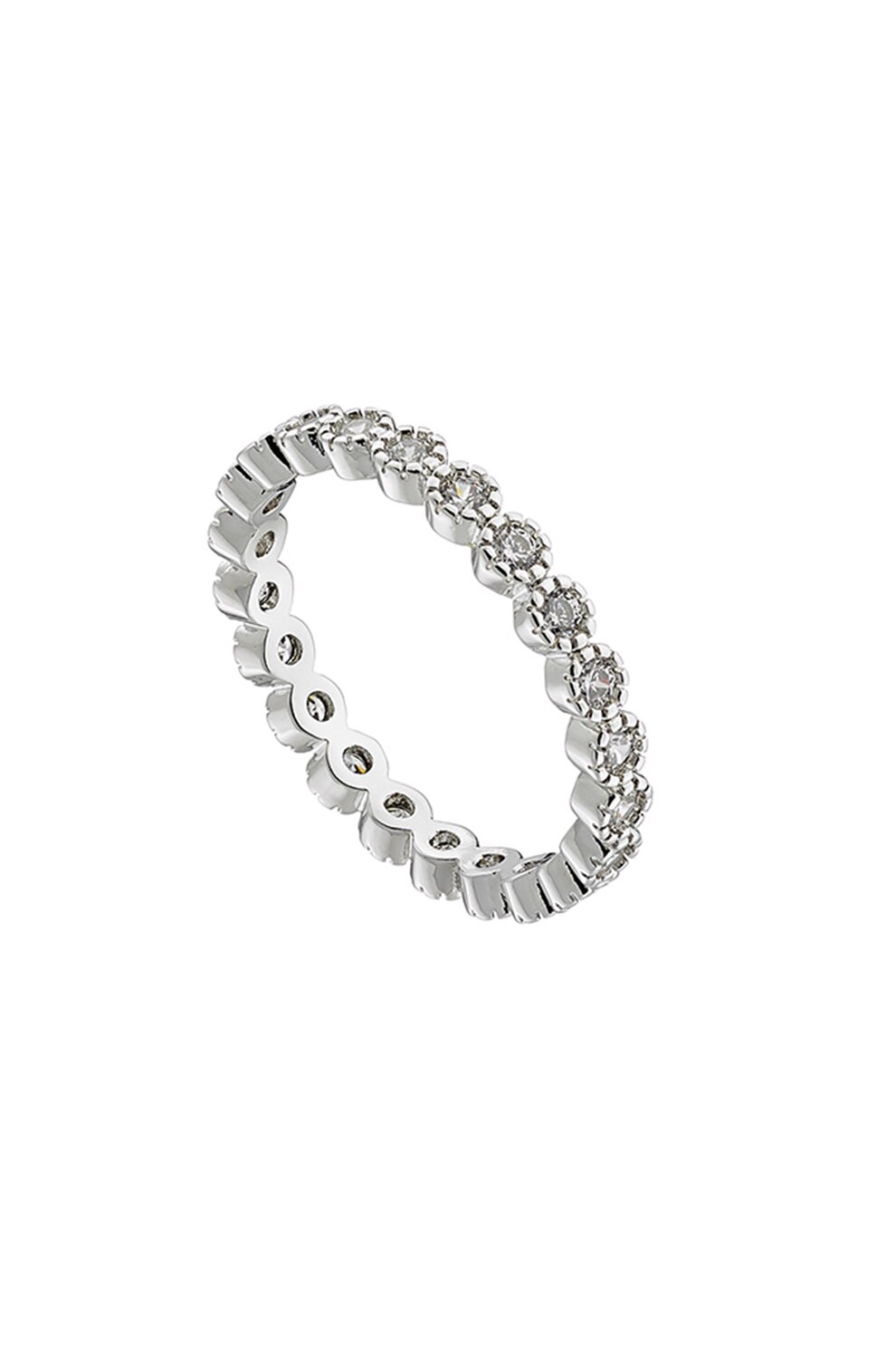 OXETTE, Пръстен с родиево покритие с кристали, Сребрист, 50 MM Standard ...