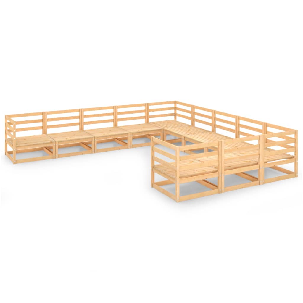 Set mobilier de gradina, 11 piese, lemn masiv de pin - eMAG.ro