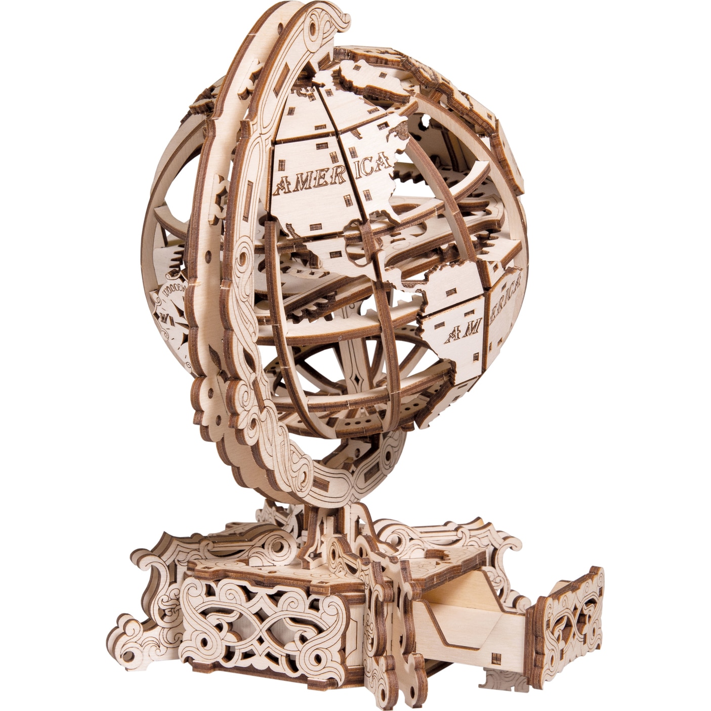 Механичен 3D пъзел Wooden City - Земен глобус - eMAG.bg