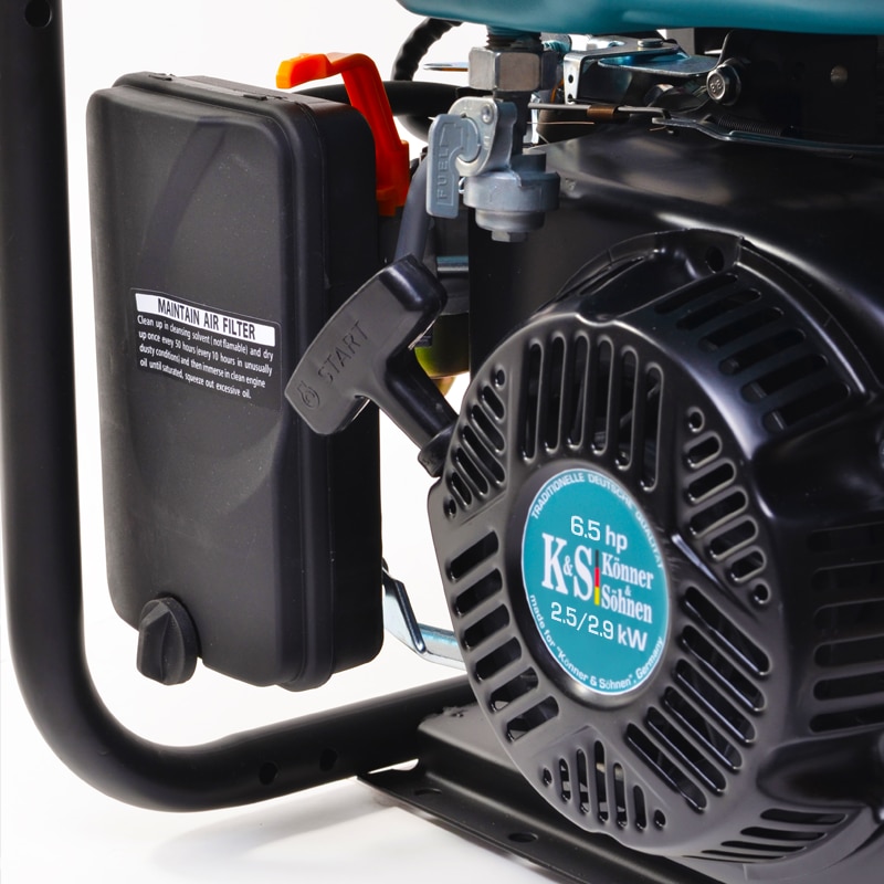 Електрически генератор Könner&Söhnen KS2900, Монофазен, 2900 W, 6.5 к.с., 12 V, 2 гнезда 230 V ...