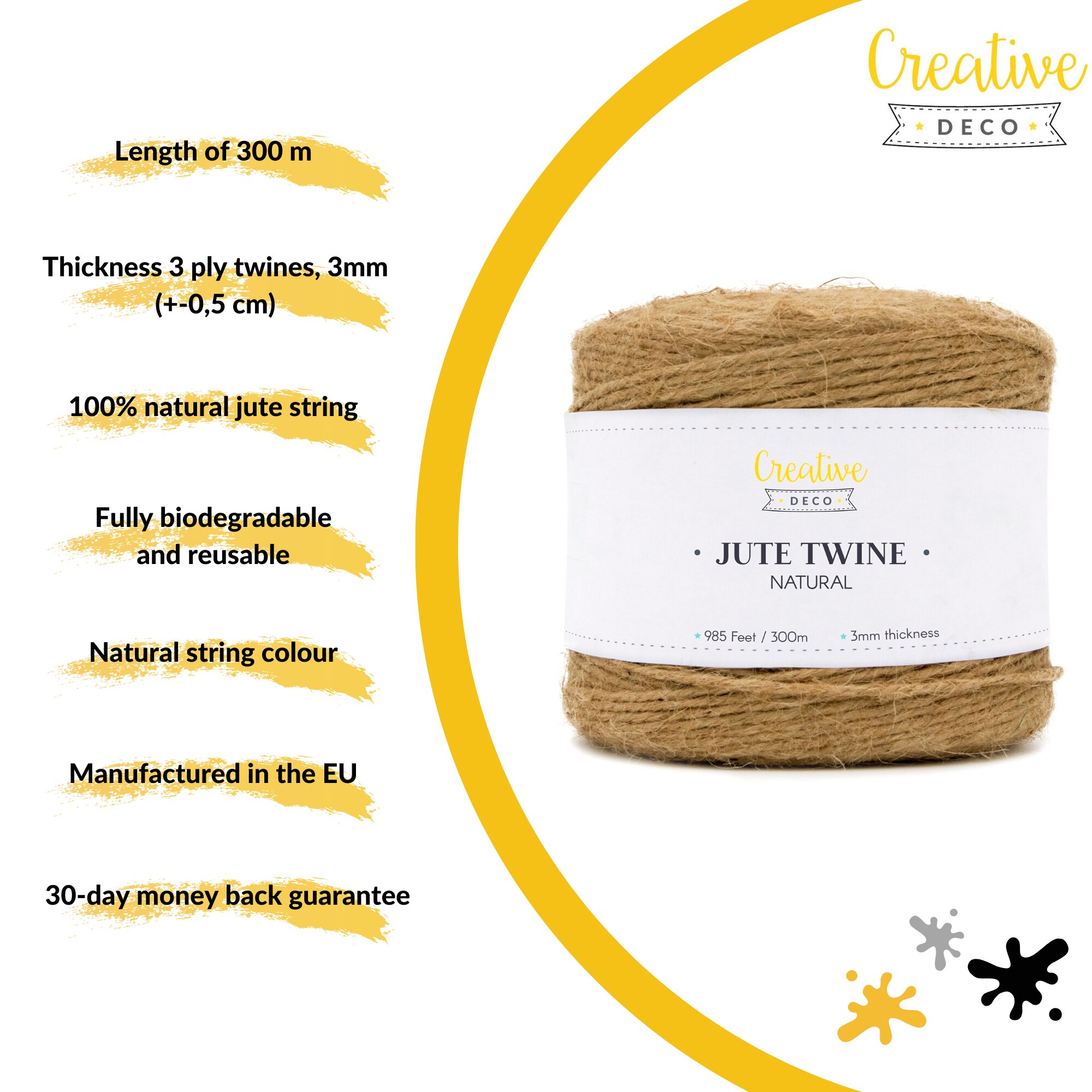 Fir textil macrame, Creative Deco, 300 m, 2-3 mm Grosime, Maro - eMAG.ro