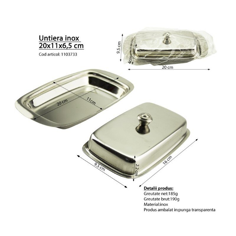 Untiera inox 20x11x6,5 cm, AZHOME - eMAG.ro