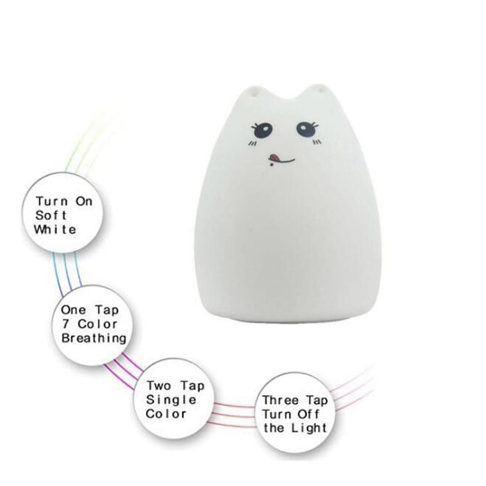 Lampa de veghe portabila, Kosiil®, touch-control, Model pisica cat, Cu ...