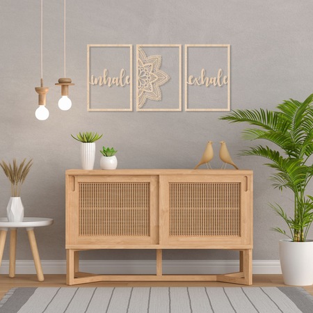 Lovie Fali dekoráció, Mandala, 128x60 cm, 3 panel, fa - eMAG.hu