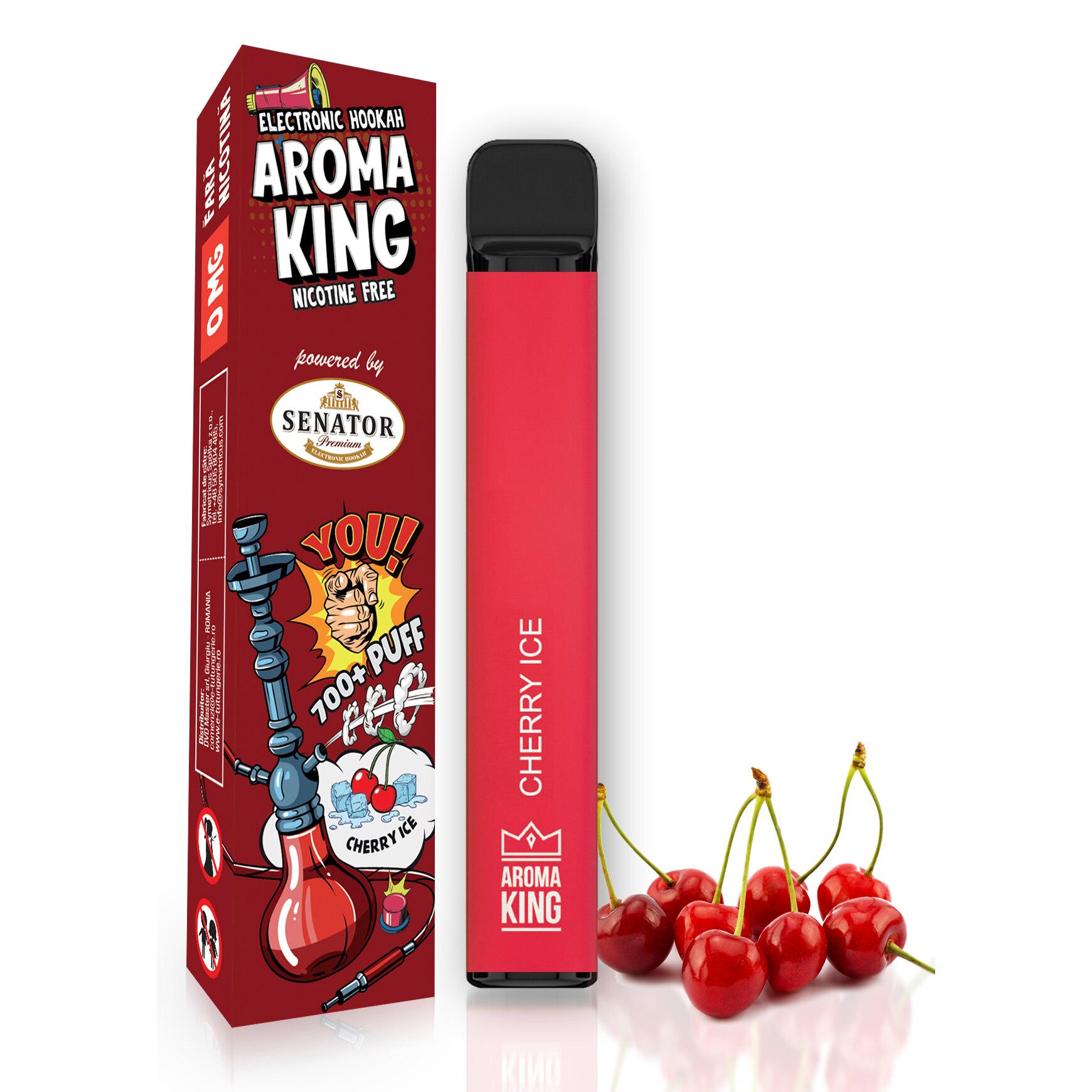 Mini narghilea electronica de unica folosinta AK Senator - Cherry Ice ...