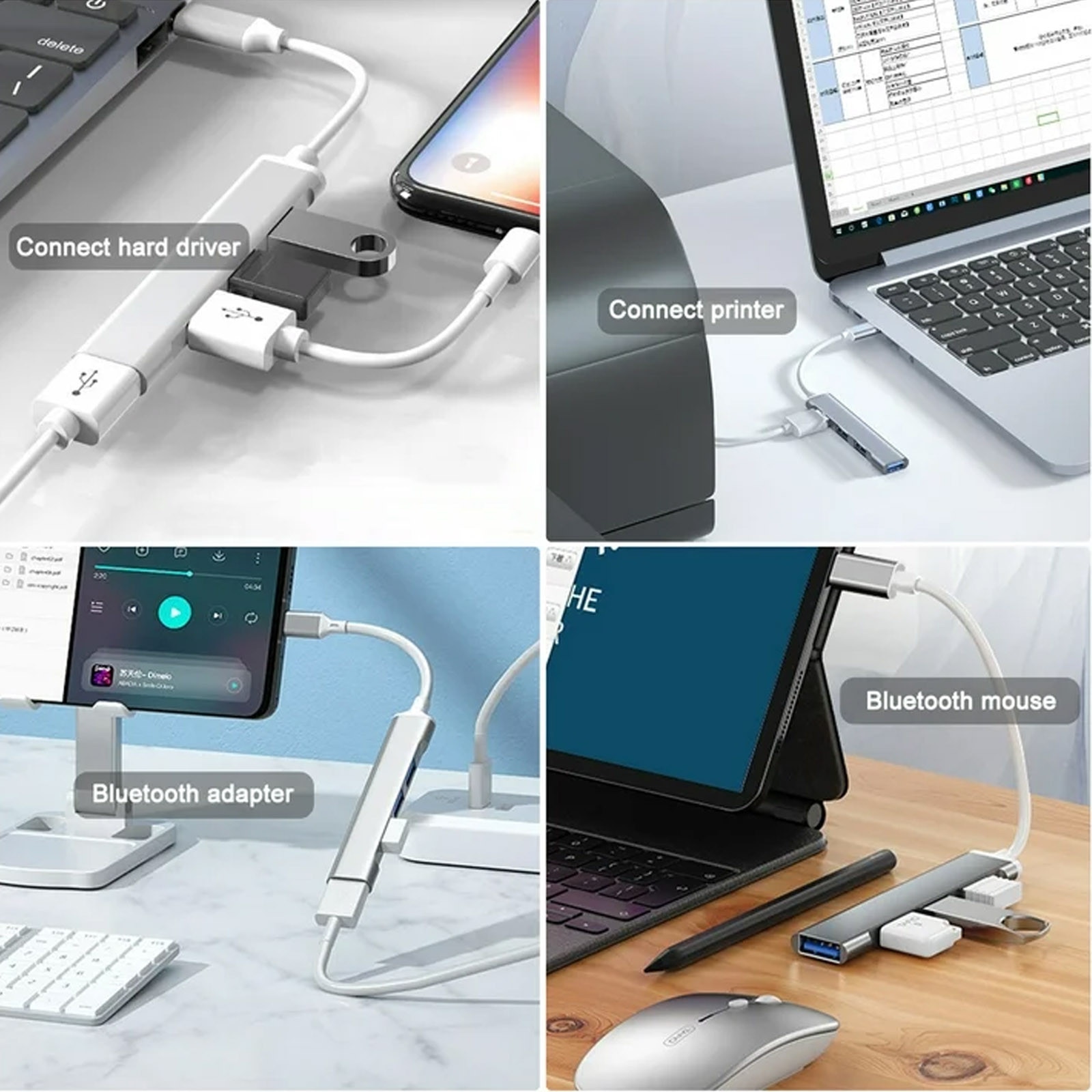 Hub USB Multiport 4 in 1, zggzerg, Adaptor HUB USB-C, 3 porturi USB 2.0 ...