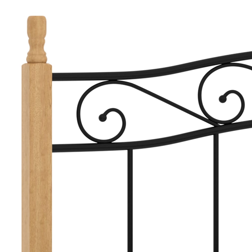 Cadru de pat, negru, 160x200 cm, metal si lemn masiv de stejar 324915 ...