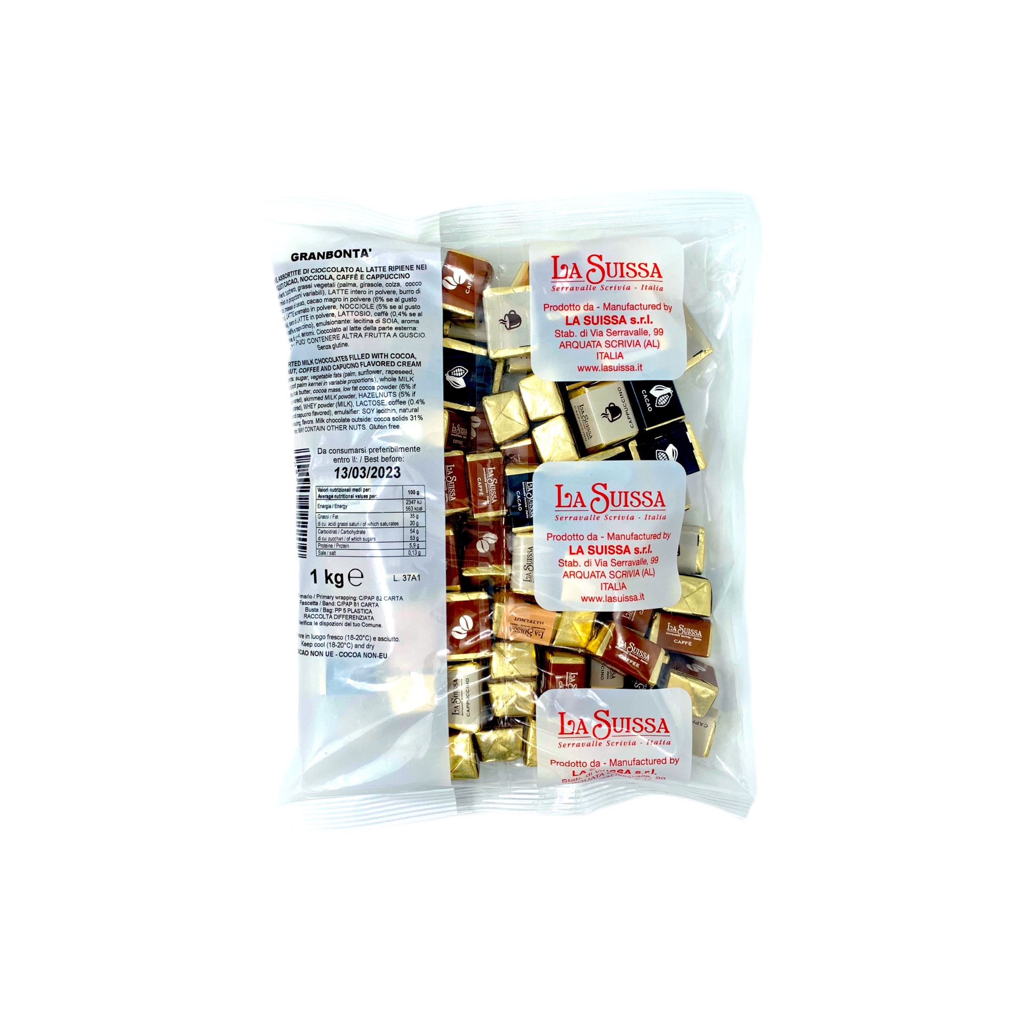 Praline asortate de ciocolata umplute cu crema de cacao, alune, cafea ...