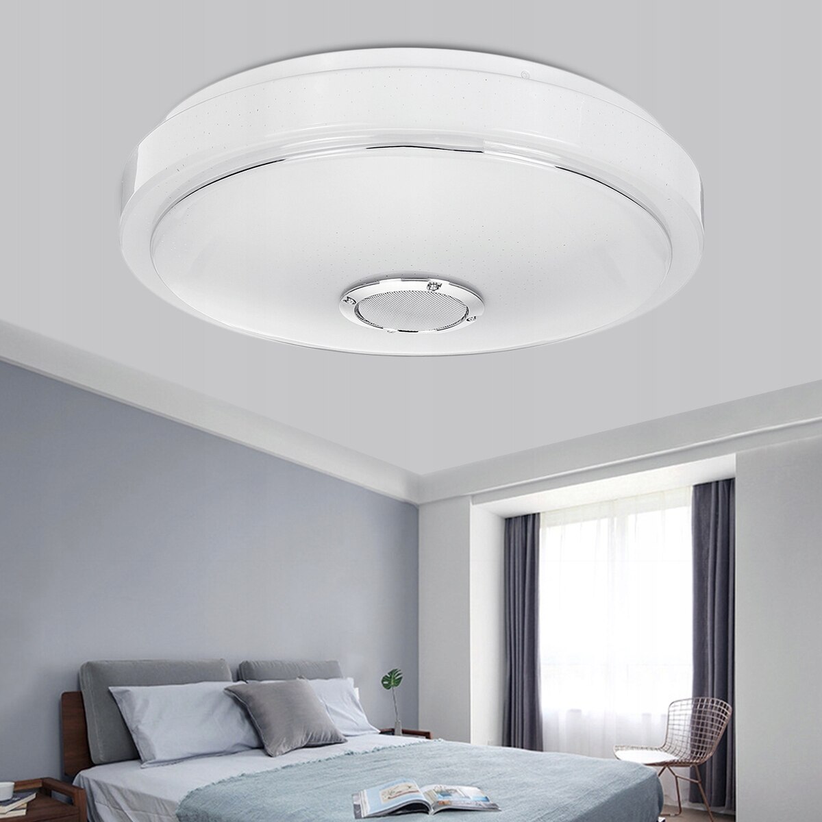 Plafoniera cu LED, RGB, Bluetooth, Muzica, Telecomanda, 40 cm, Alb ...