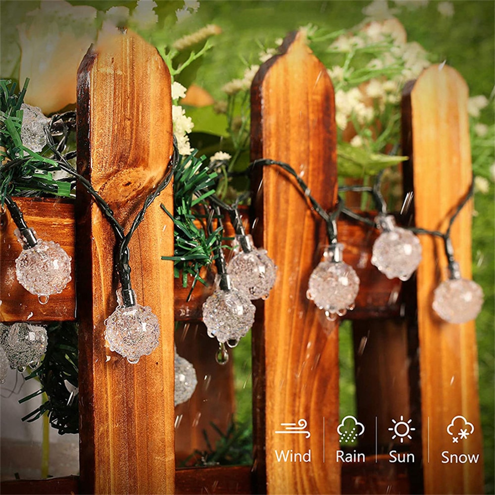 Lumini solare de gradina BOMSTOM, 30 LED, 6.5m, 8 moduri, Impermeabil ...