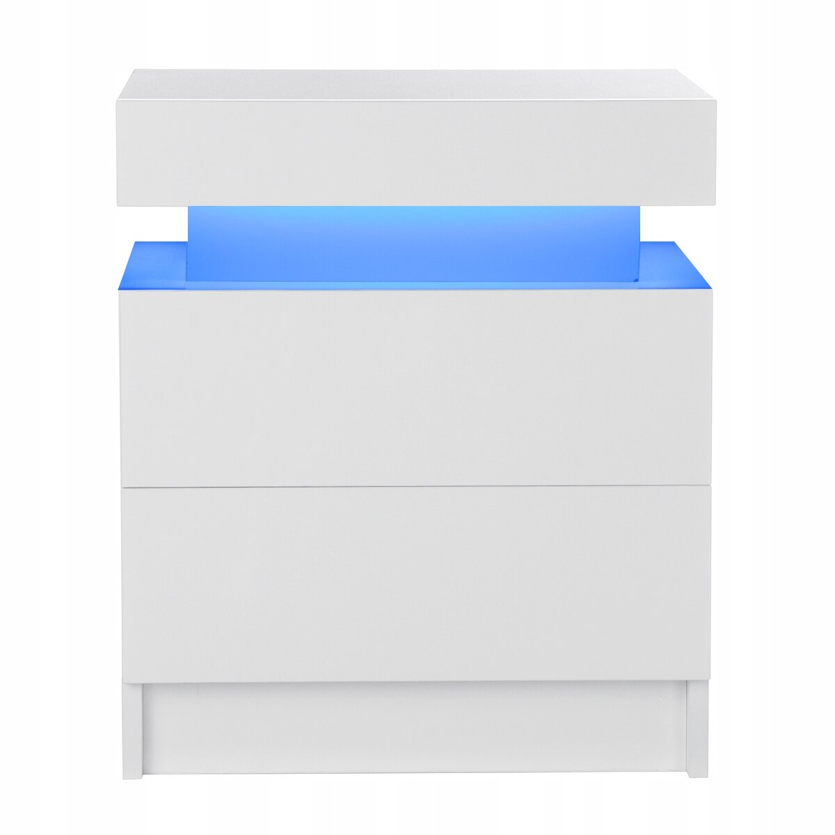 Noptiera cu 2 Sertare Woodyhome, LED RGB, MDF, 60 x 39 x 45 cm, Alb ...