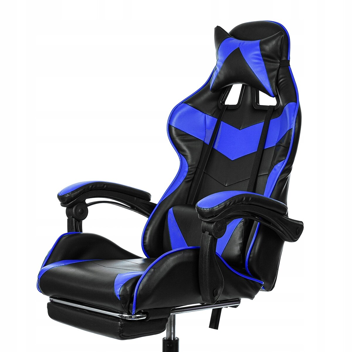 Scaun gaming Geepro, Piele, 60x124 cm, Albastru/Negru - eMAG.ro