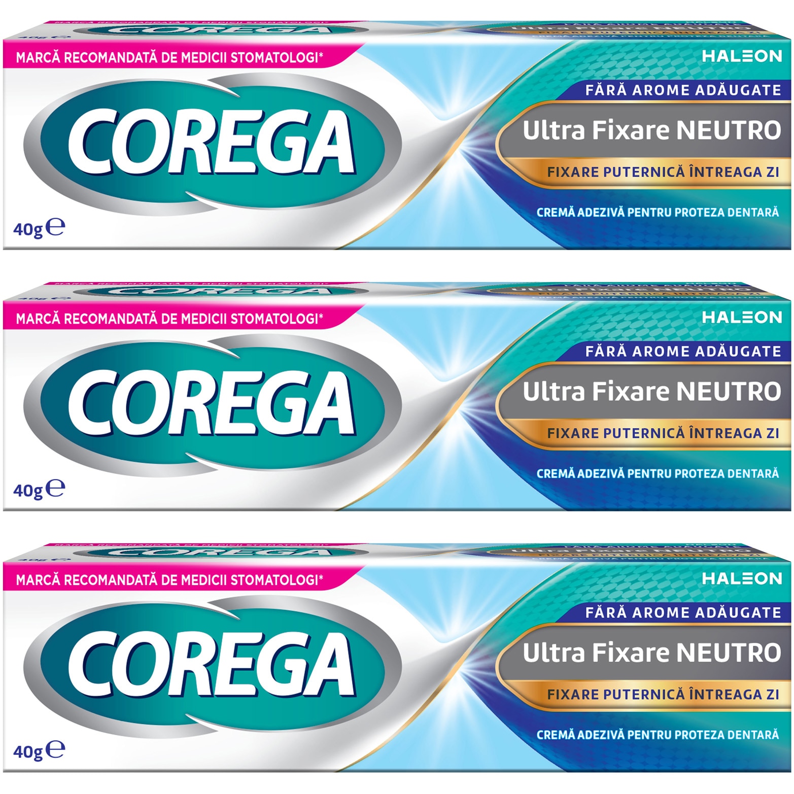 Pachet: Crema adeziva pentru proteza dentara Corega Ultra Fixare Neutro ...