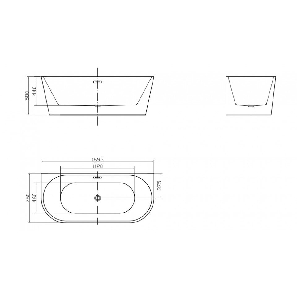 Cada freestanding ovala din acril JASMINE 170x75cm - eMAG.ro