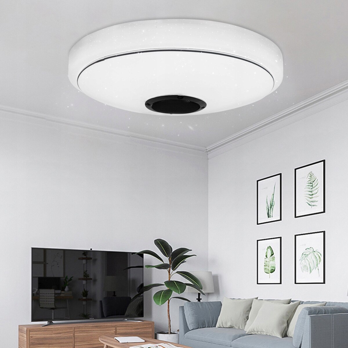 Plafoniera cu LED, RGB, Bluetooth, Telecomanda, 38 cm, Alb - eMAG.ro