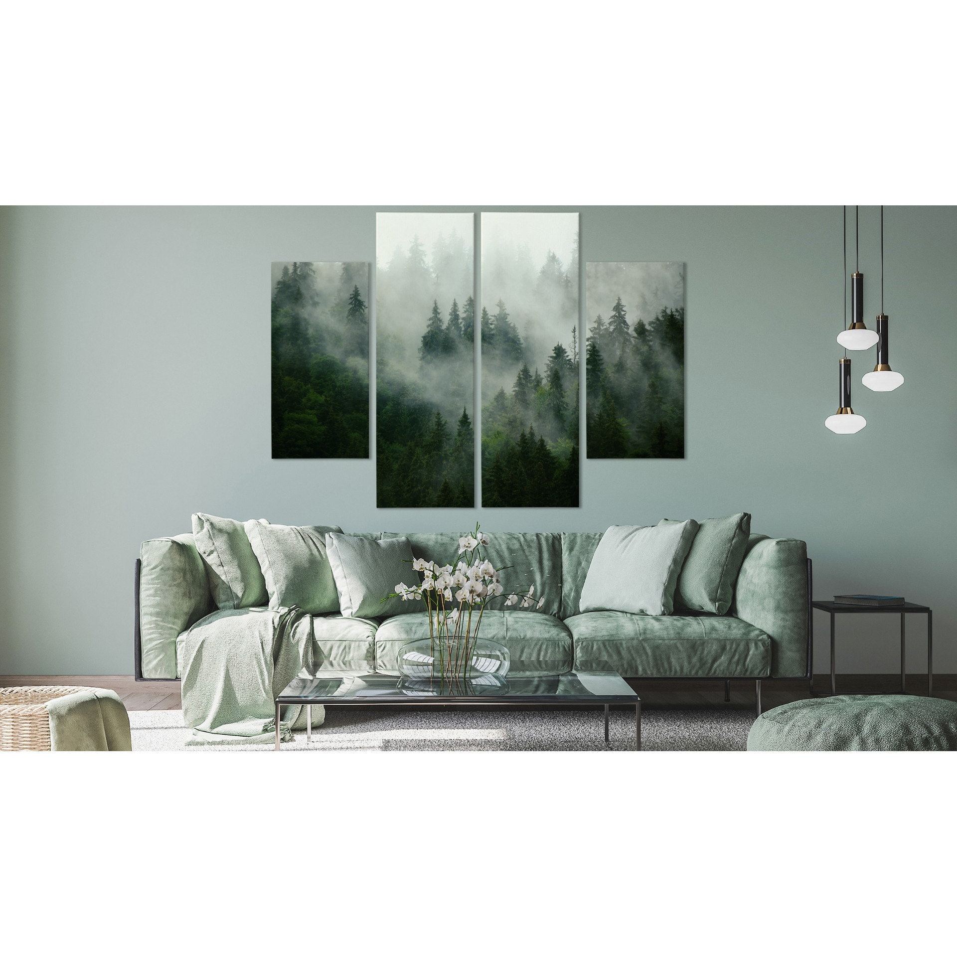 Set Tablou 4 piese Mai Multe PADURE IN CEATA Natura 3D 160cm x 120cm ...