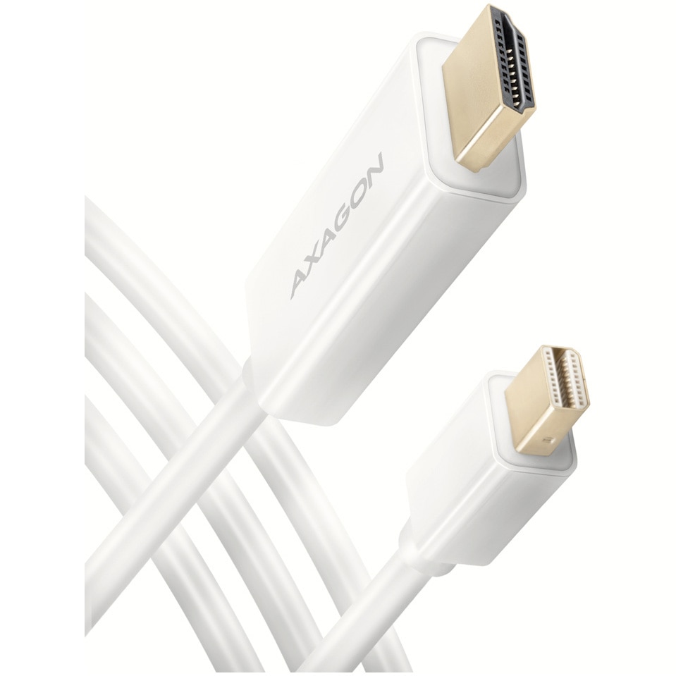 Adapter AXAGON MiniDP-HDMI 1.4 kábel 1,8m 4K/30Hz, RVDM-HI14C2W fehér ...