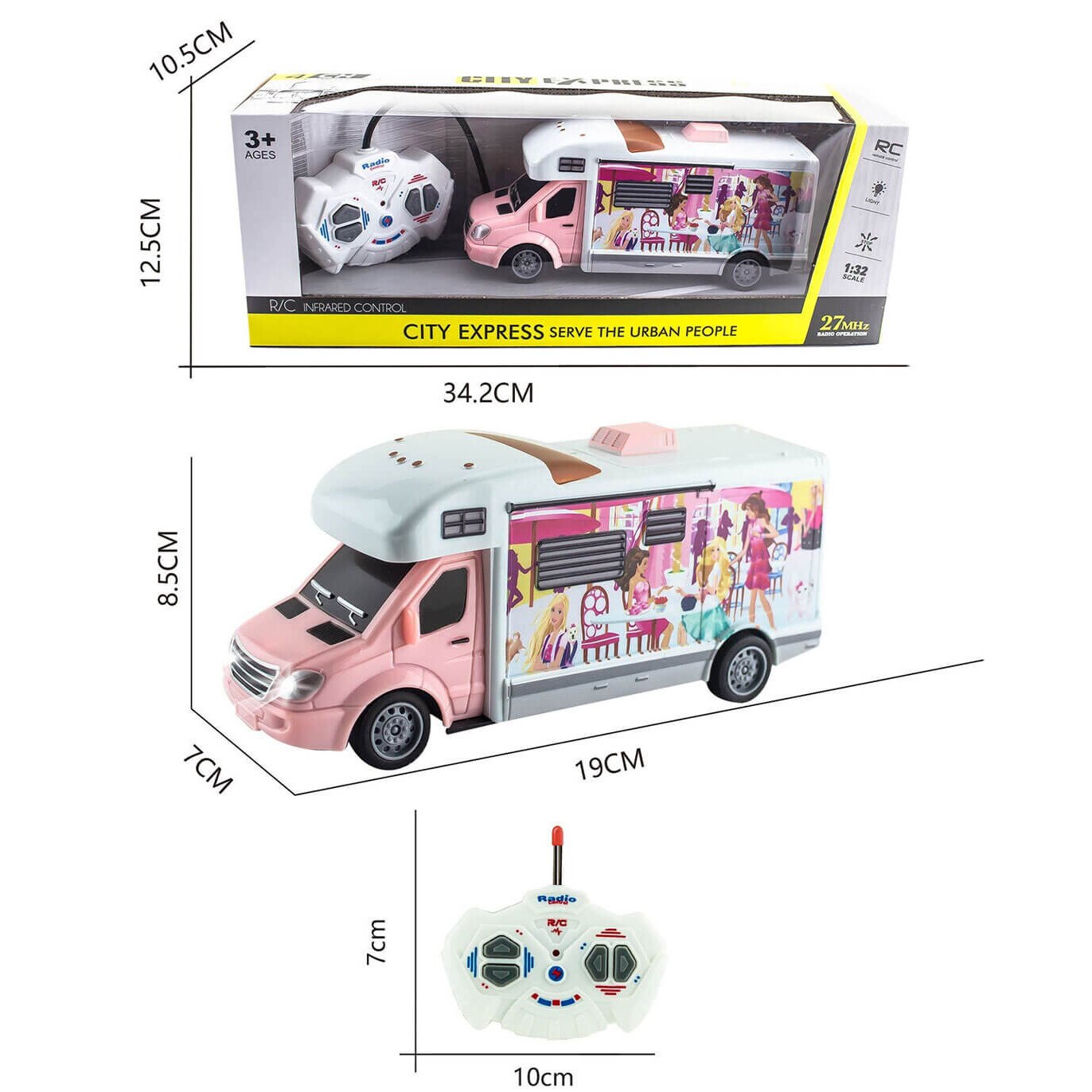 Masina Autorulota roz cu telecomanda si lumini, se deplaseaza in 4 ...