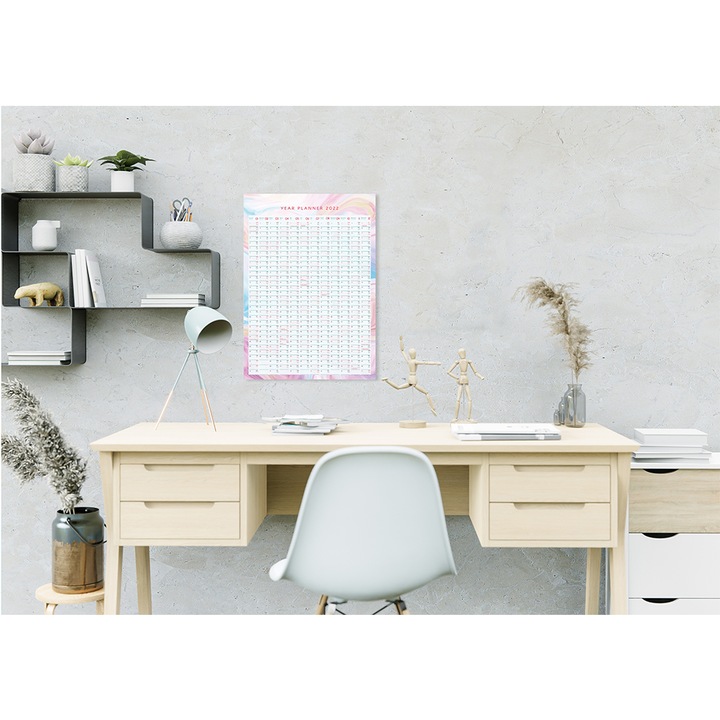 Calendar Planner Anual A1 Marble vertical 2022 romana/engleza - eMAG.ro