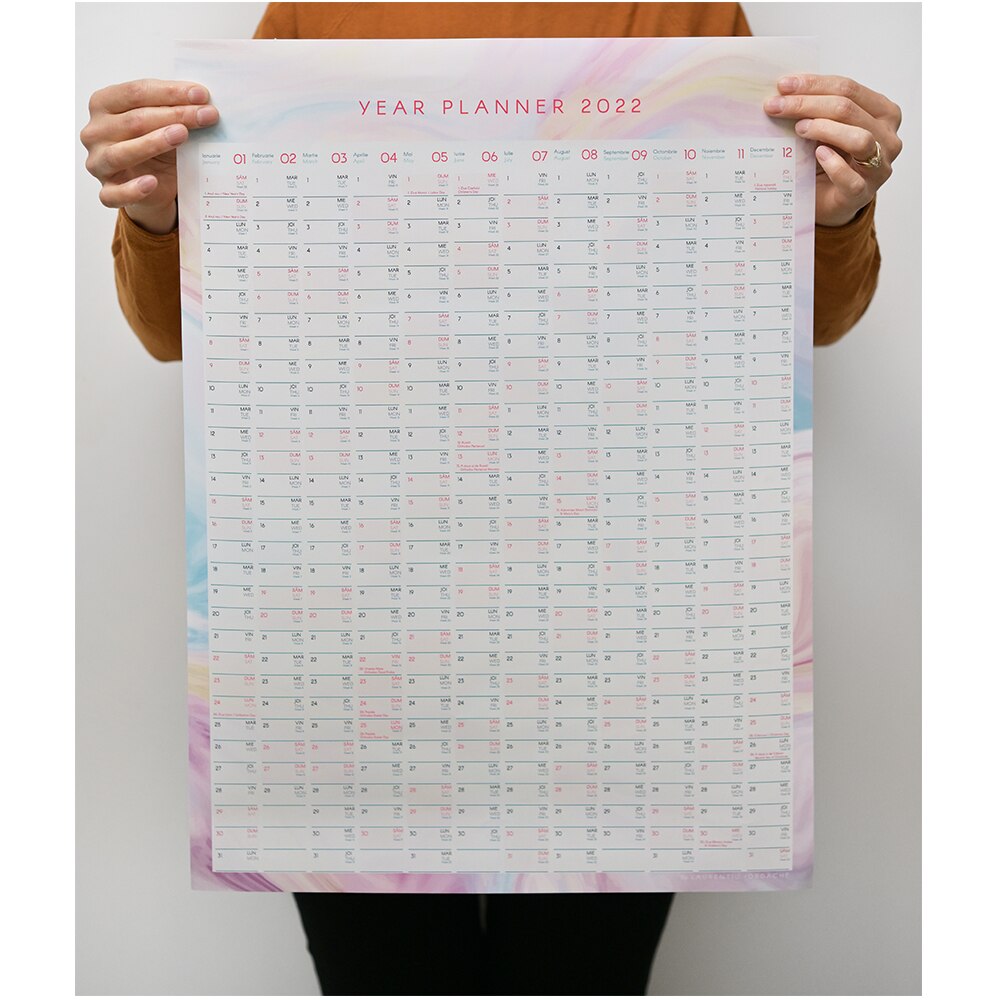 Calendar Planner Anual A2 Marble vertical 2022 romana/engleza - eMAG.ro