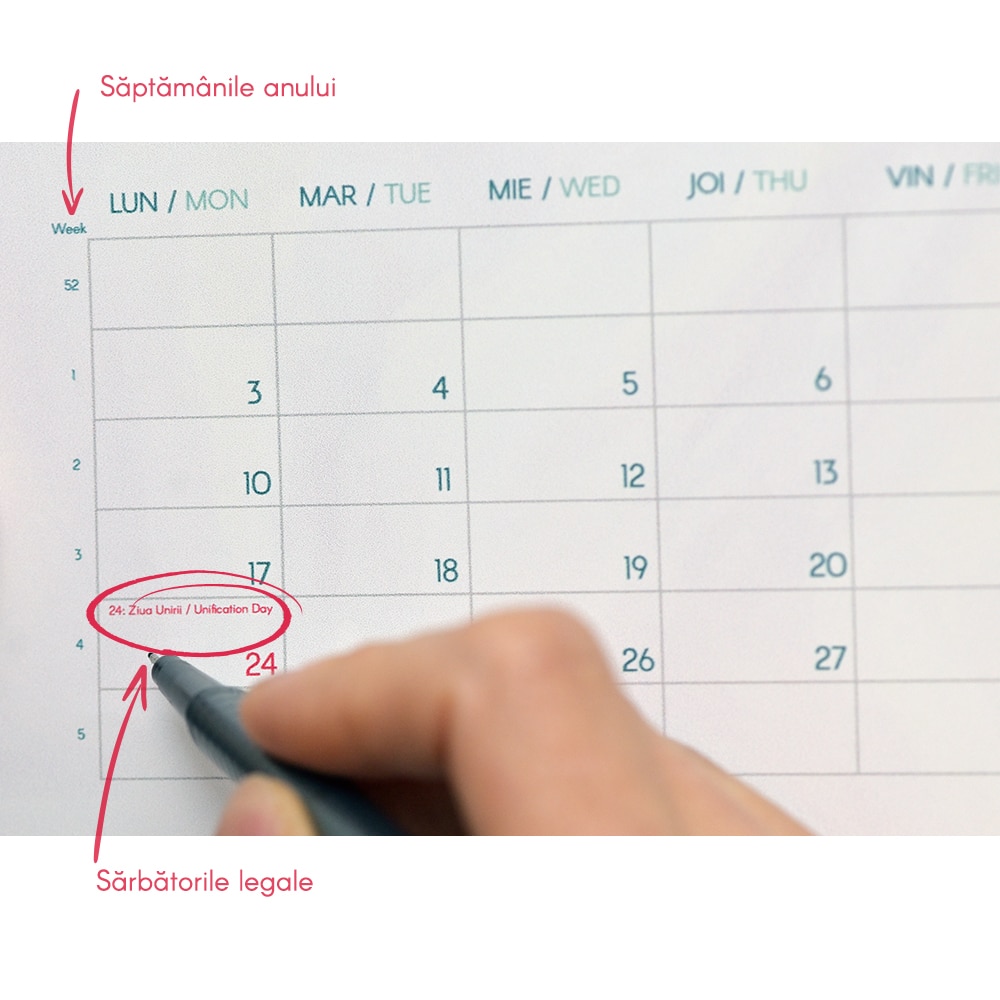 Calendar Planner Anual A2 Marble landscape 2022 romana/engleza - eMAG.ro