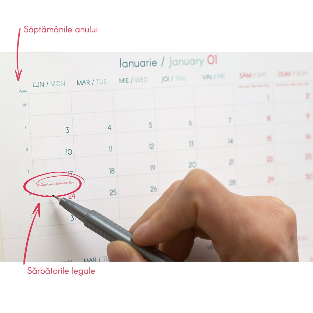 Calendar Planner Anual A1 landscape 2022 romana/engleza - eMAG.ro