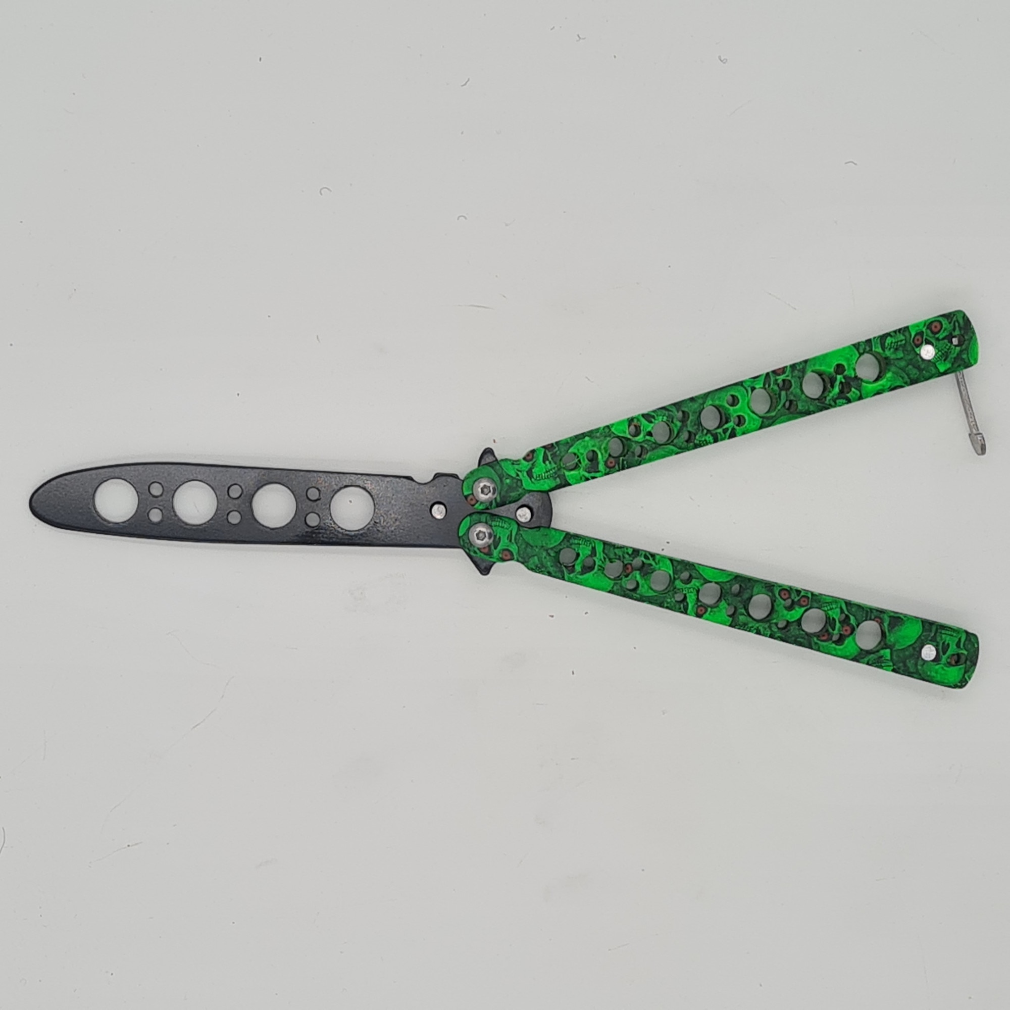 Cutit fluture Butterfly, Balisong 22 cm, cranii m2, verde, fara tais ...