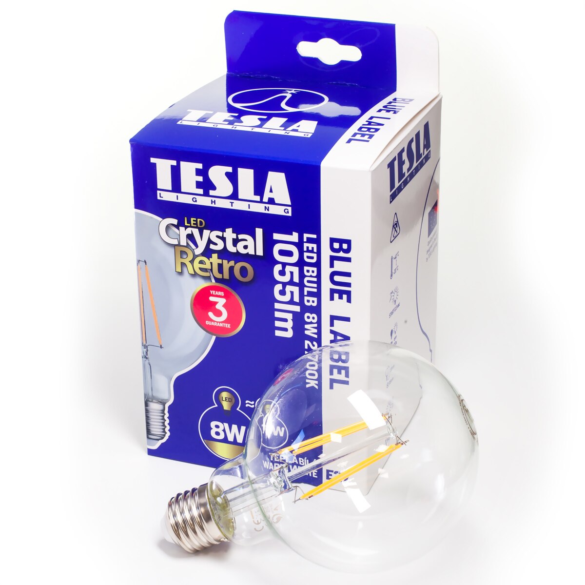 TESLA Lighting Retro Filament Glob led крушка 8W, E27, 230V, 1055 lm ...
