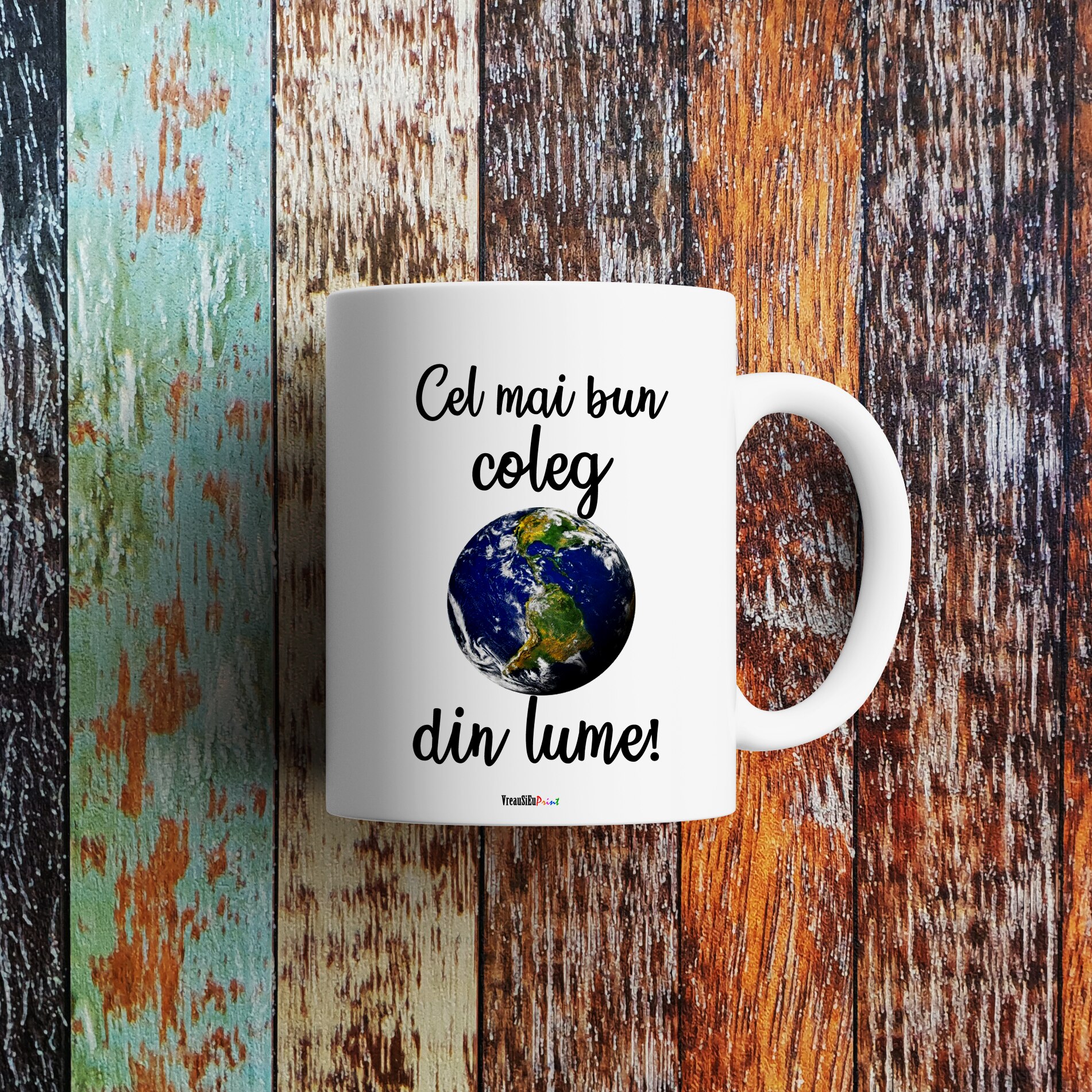 Cana personalizata cu mesajul "Cel mai bun coleg", ceramica alba, 330 ...