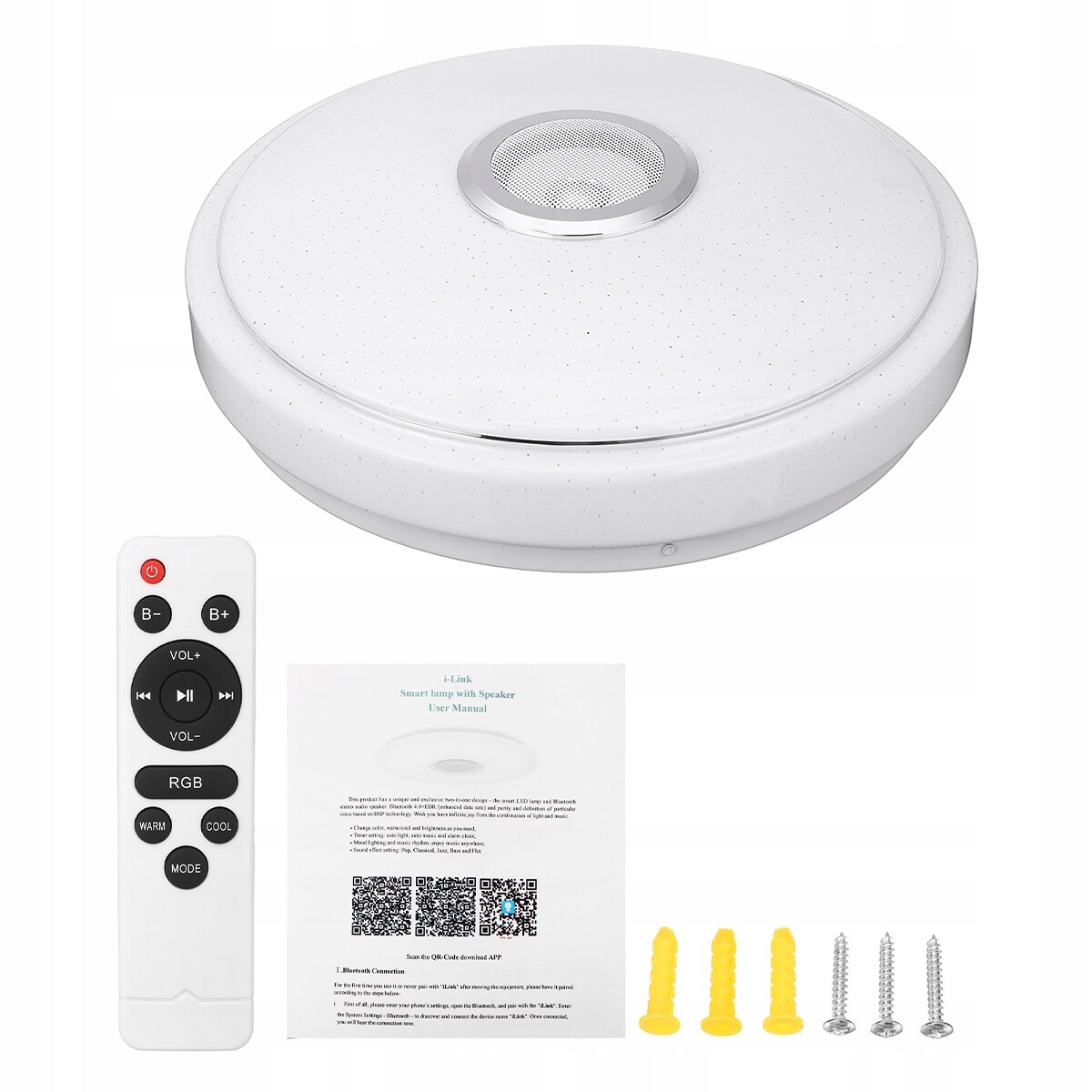 Plafoniera cu LED, RGB, Bluetooth, Muzica, Telecomanda, 33 cm, Alb ...