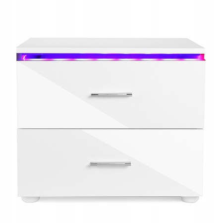 Noptiera cu 2 sertare, LED RGB, 48x35x39 cm, Triamina, Alb - eMAG.ro