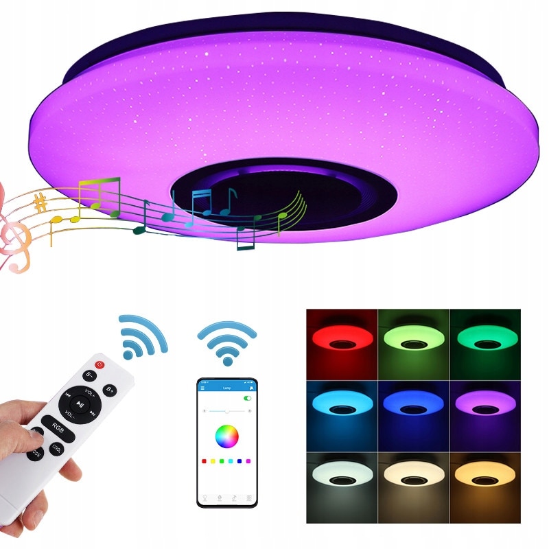 Aplica muzicala LED RGB, Bluetooth, Telecomanda, Alb - eMAG.ro