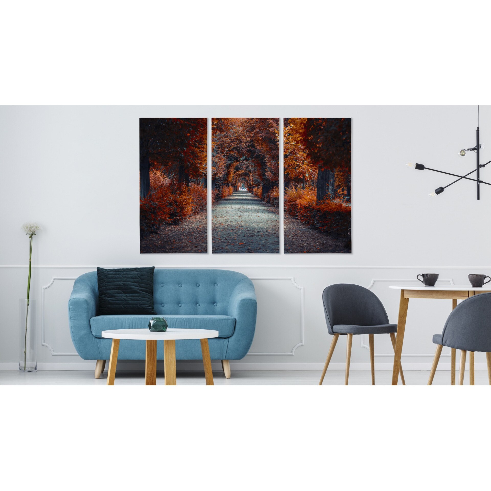 Set Tablou 3 Piese TRIPITC Poteca intr-o Padure de Toamna 3D 120cm x ...