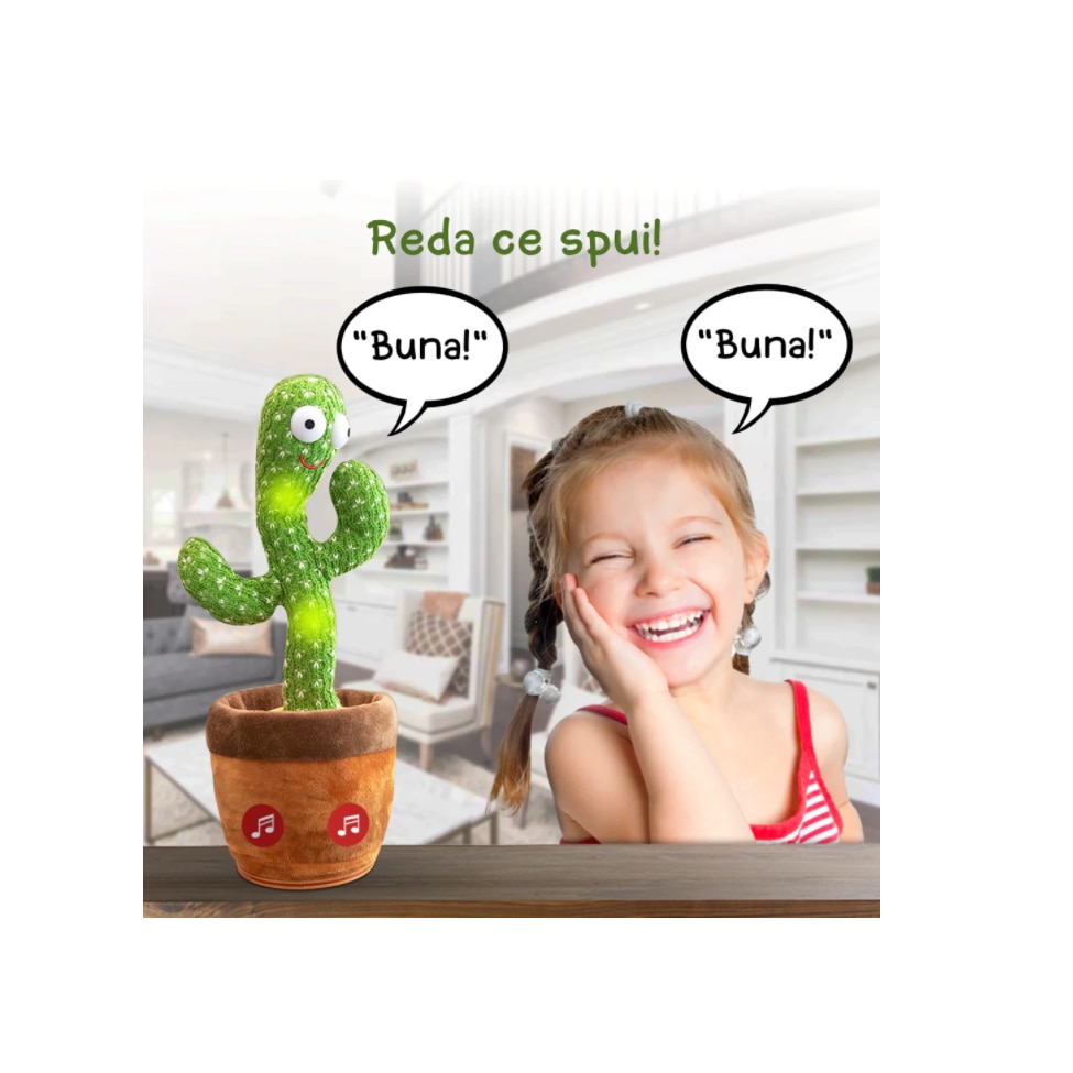 Jucarie interactiva Cactus Vorbitor si Dansator 32cm, cu costumas de ...