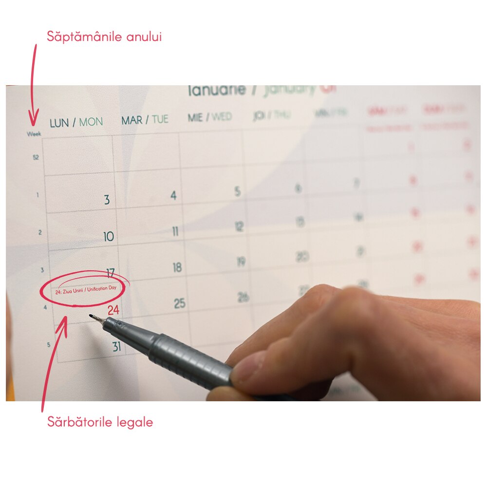 Calendar Planner Anual Abstract A2 landscape 2022 romana/engleza - eMAG.ro