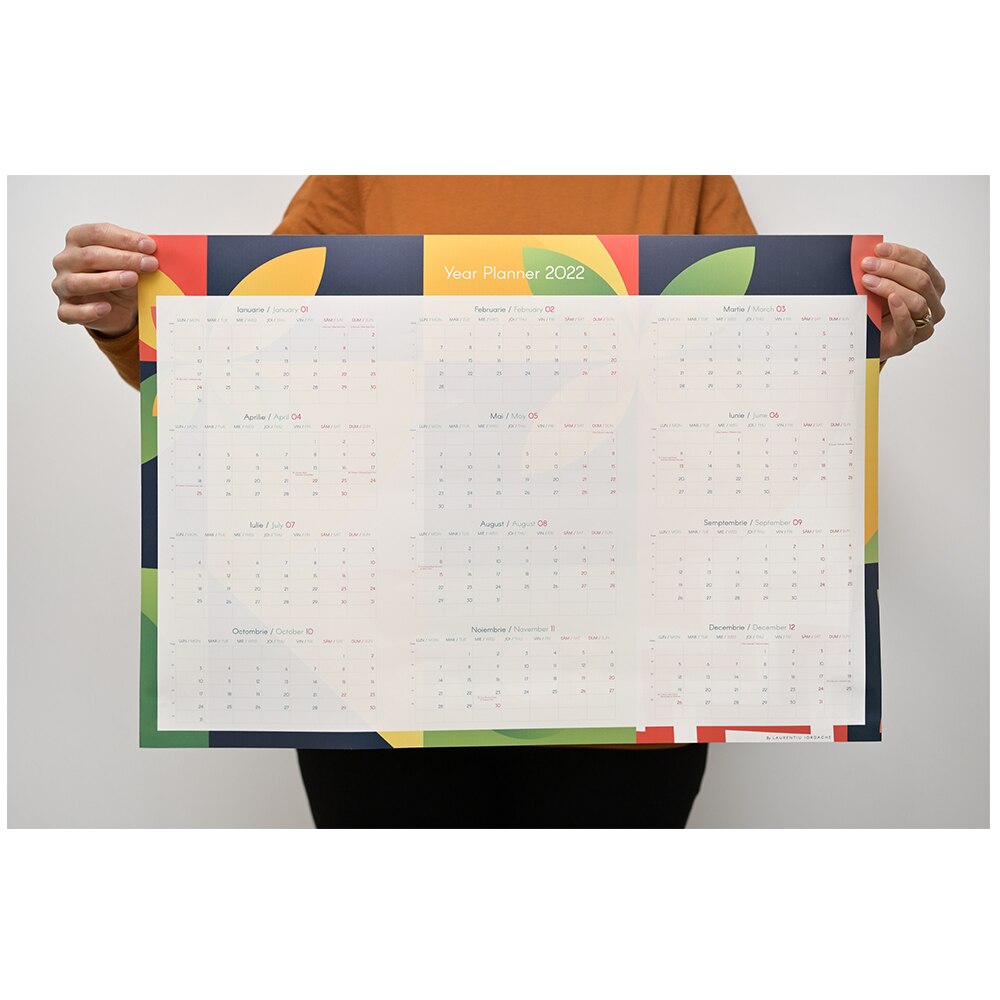 Calendar Planner Anual Abstract A2 landscape 2022 romana/engleza - eMAG.ro