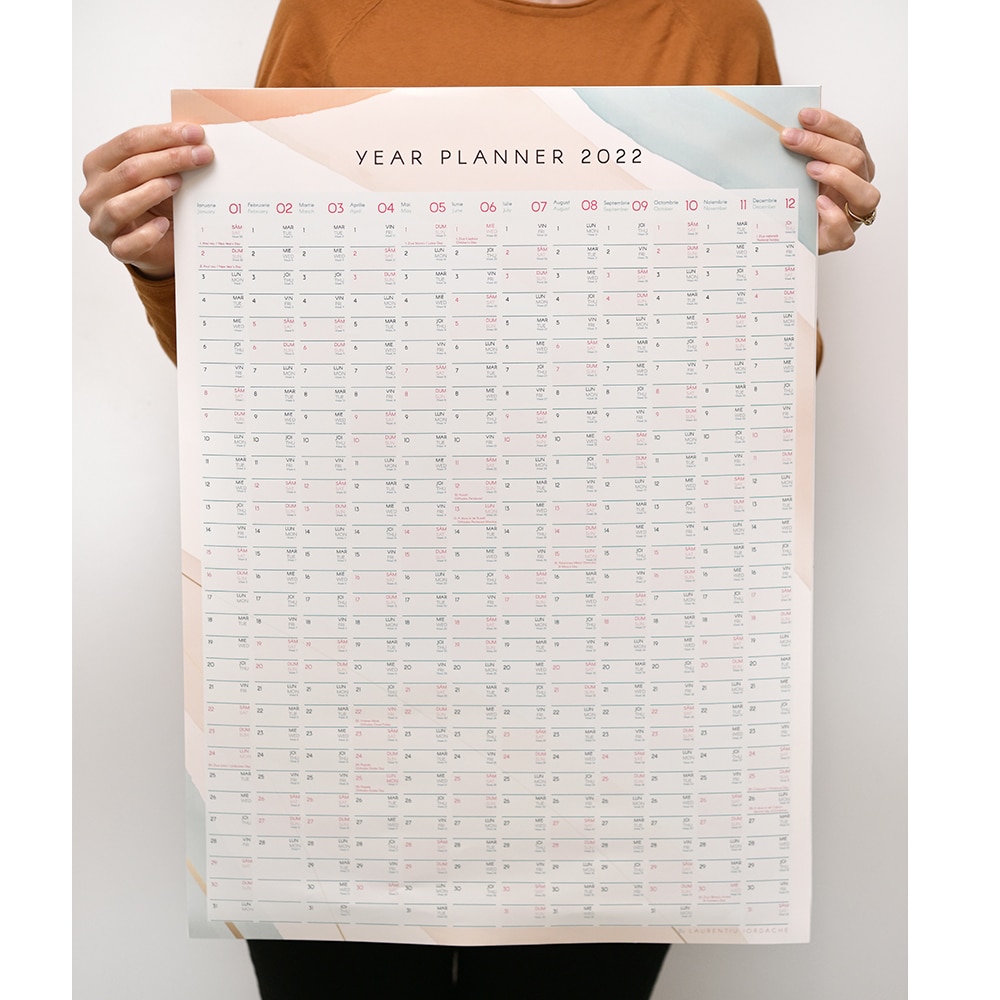 Calendar Planner Anual Water Colors A2 vertical 2022 romana/engleza ...