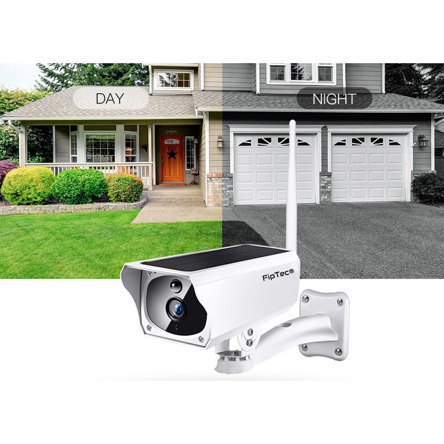 Camera solara inteligenta pentru exterior FipTec, WiFi, Full HD 1080p ...