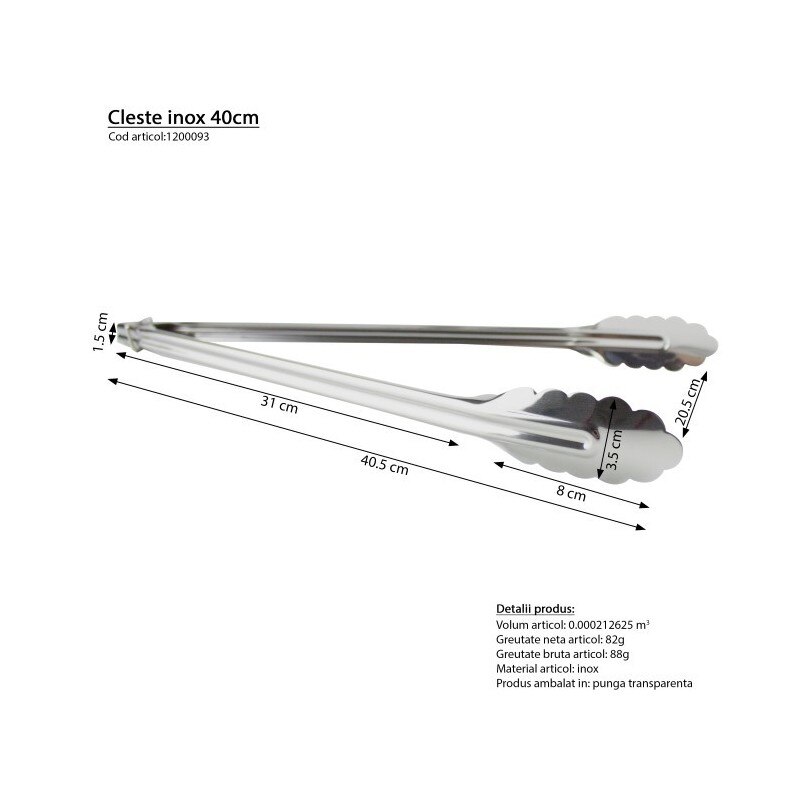 Cleste inox 40 cm, AZHOME - eMAG.ro