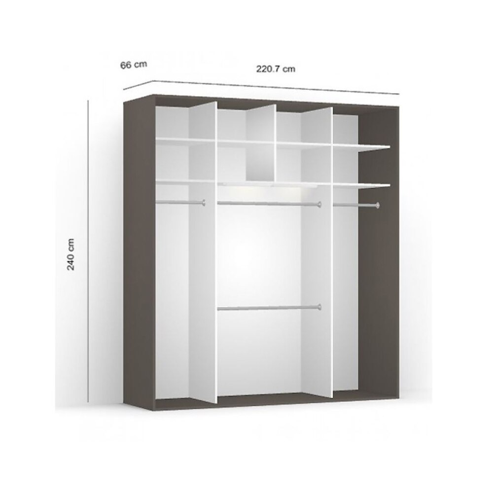 Dressing Genarom LEX B, Oglinda / Negru Lucios, 221 x 240 x 66 cm - eMAG.ro