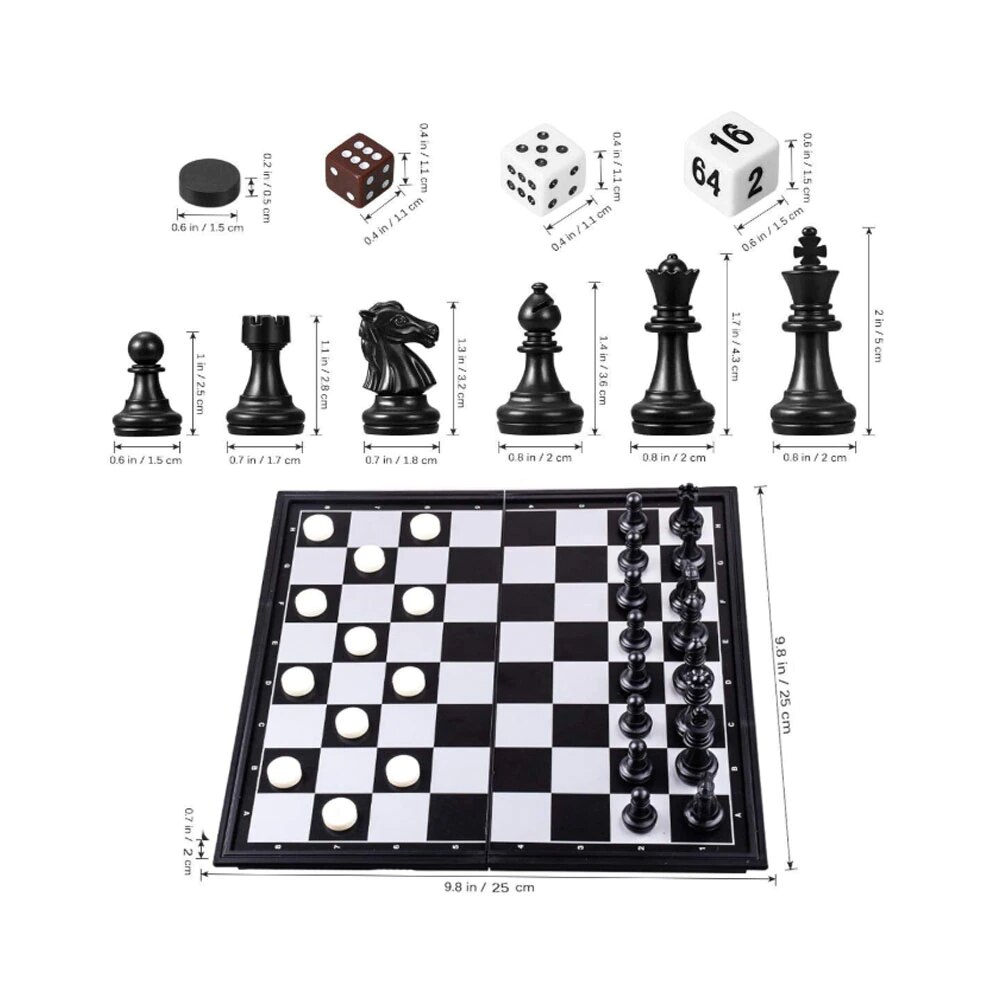 Tiessa® 3 в 1 игра на шах, табла и дама, магнитна, 38 см - eMAG.bg