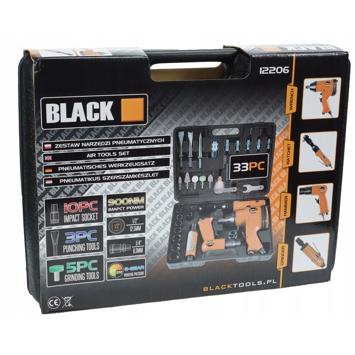 Set de 25 scule pneumatice BlackTools 1200NM 1147 - eMAG.ro