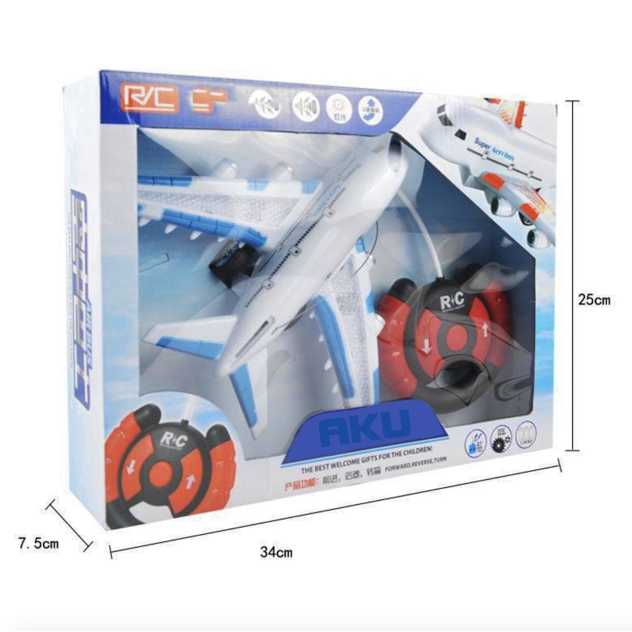 Avion Aerobus A380 cu telecomanda tip volan, 21 cm, plastic, alb - eMAG.ro